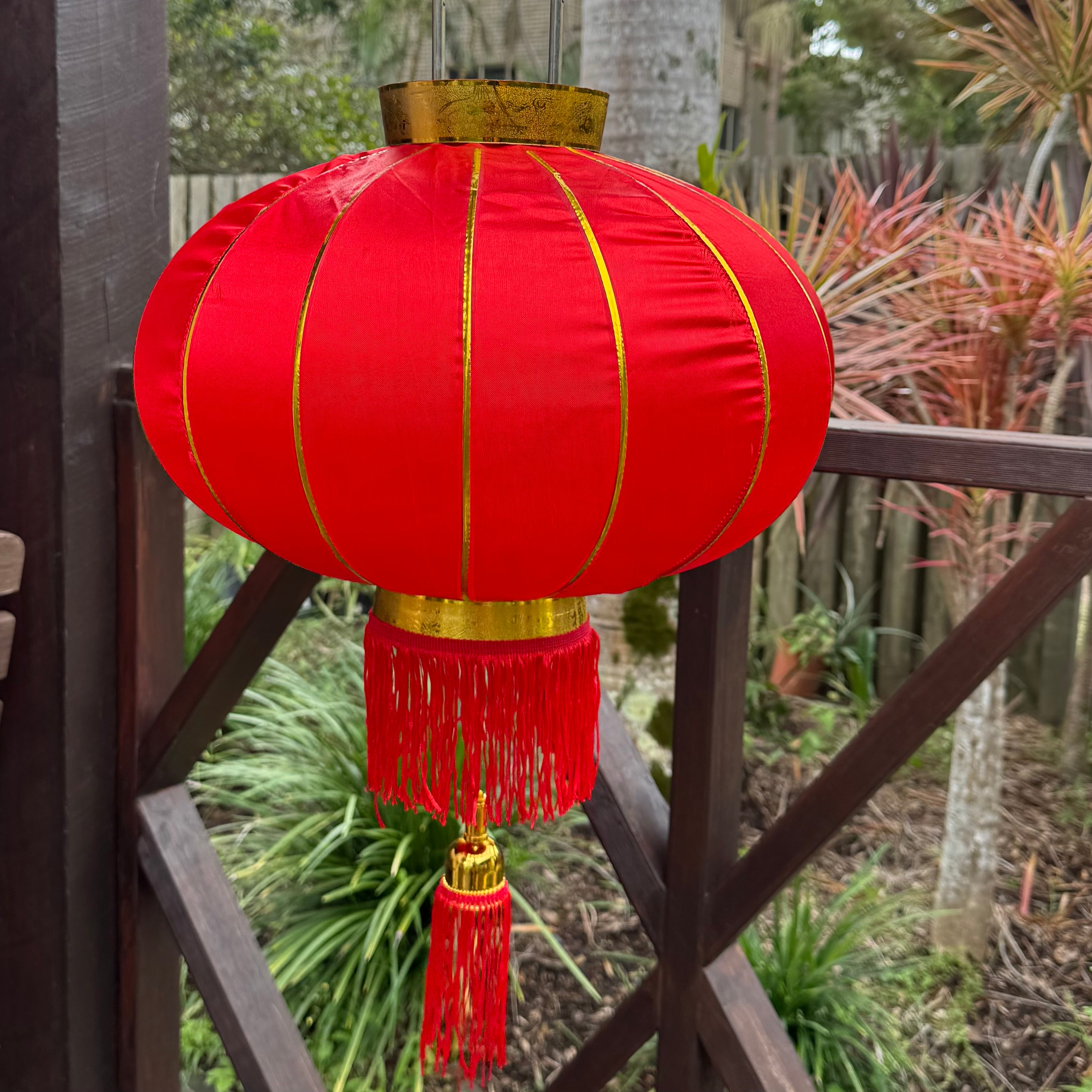 Large Red Chinese Satin Lantern - (40cm diametre) 2 PACK – lanternshop
