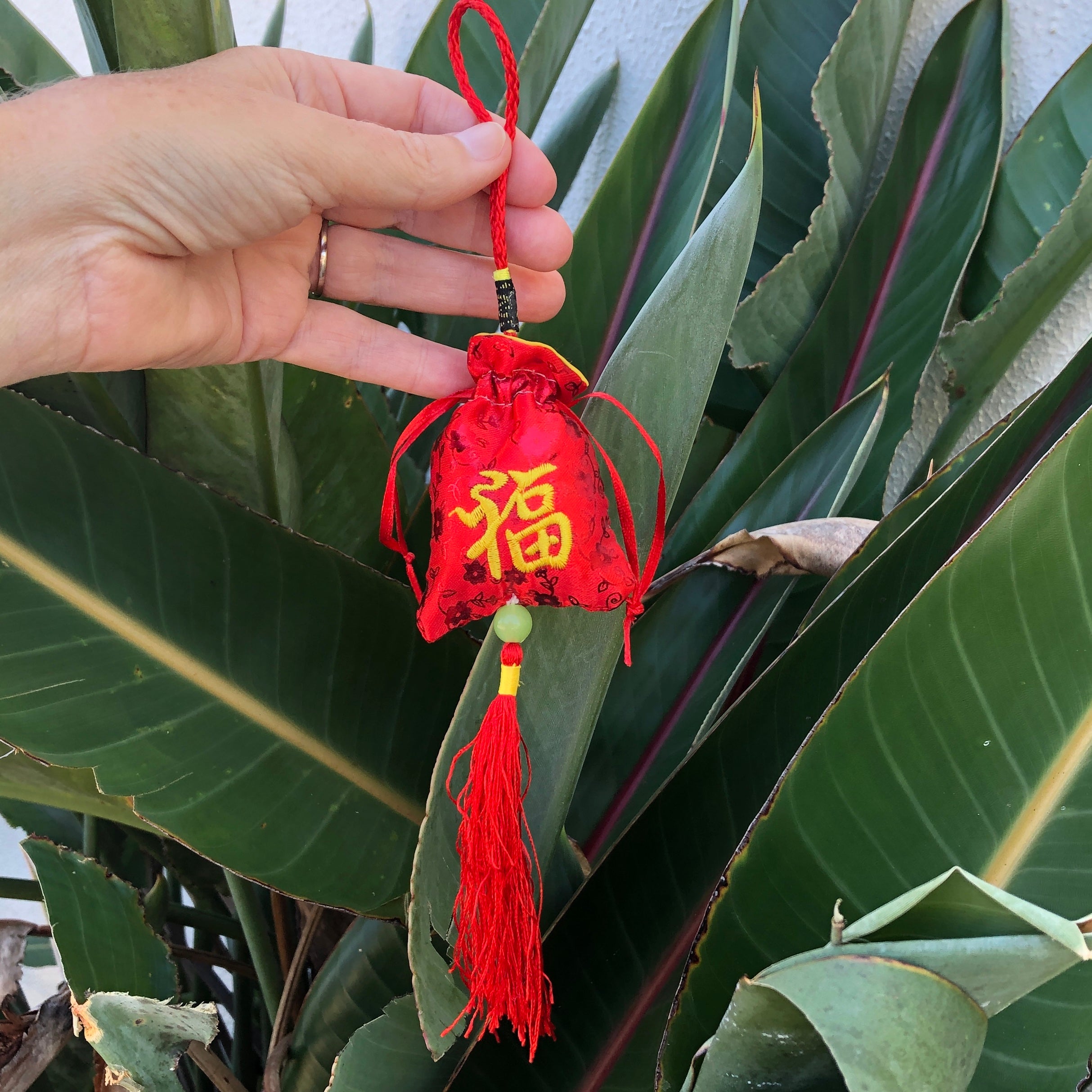 SALE - Good luck red silk talisman - hanging Chinese decoration ...