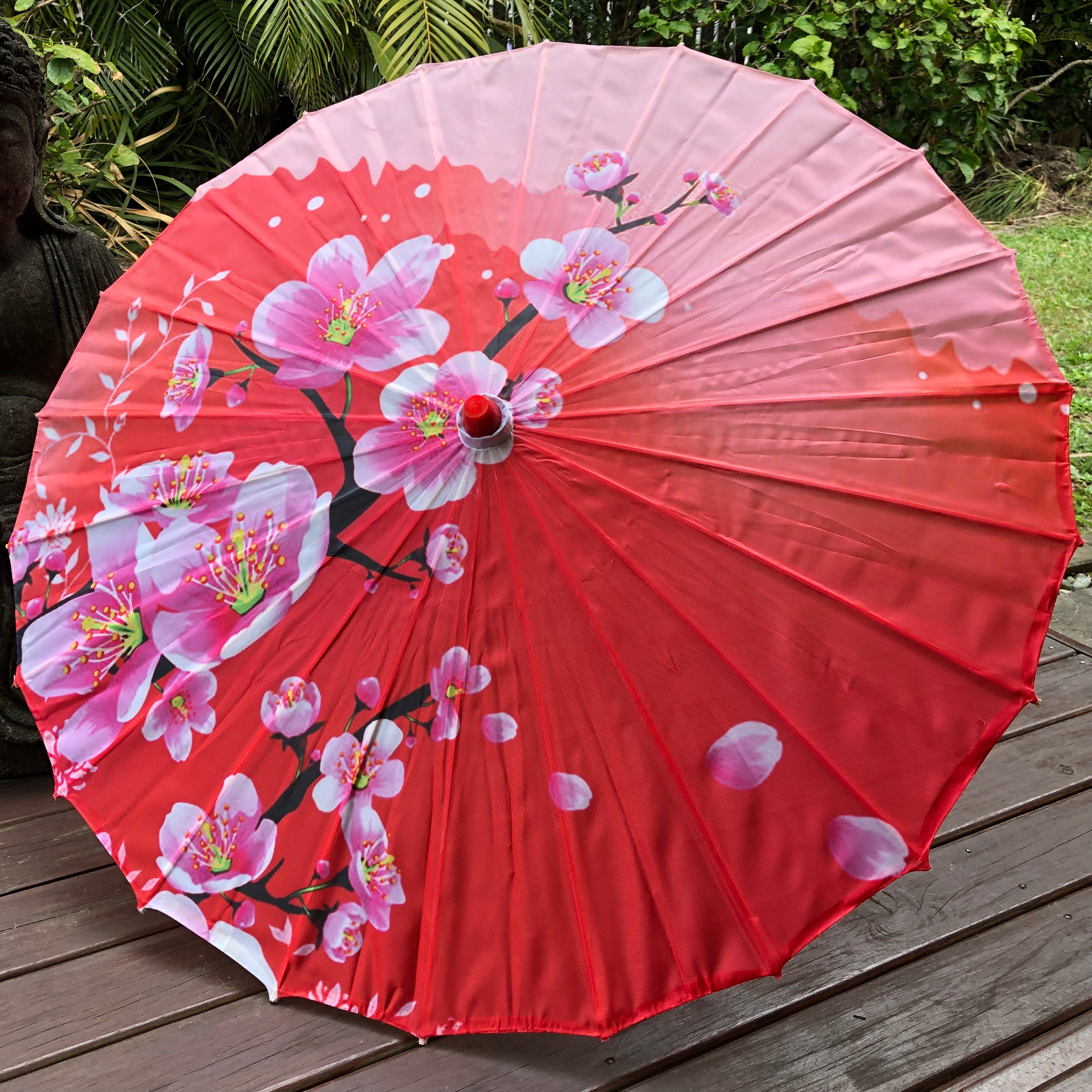 Nylon Parasol - sakura blossoms (red) – lanternshop